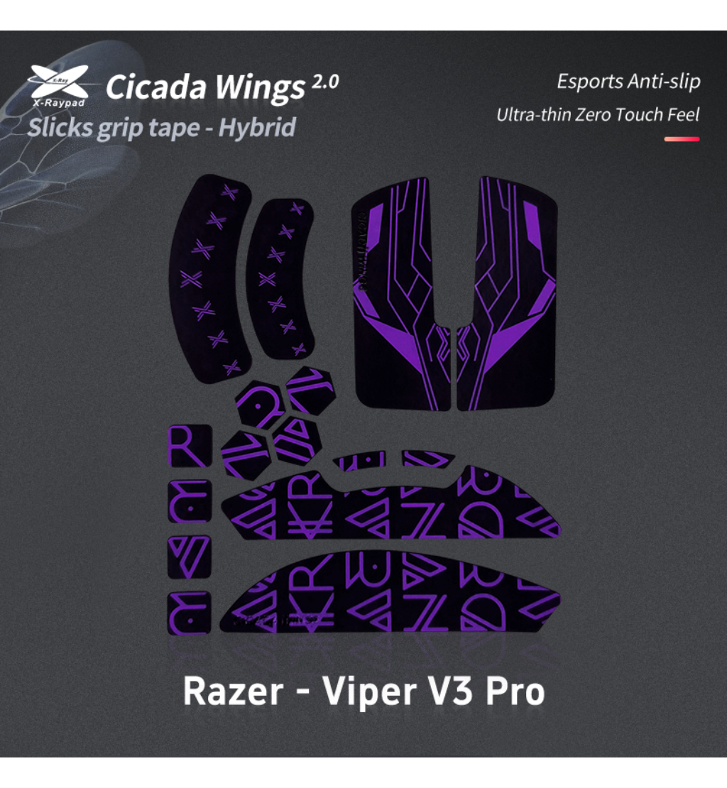 Buy X-Raypad Black Purple Cicada Wings V2 Slicks Grip - Razer Viper V3 ...